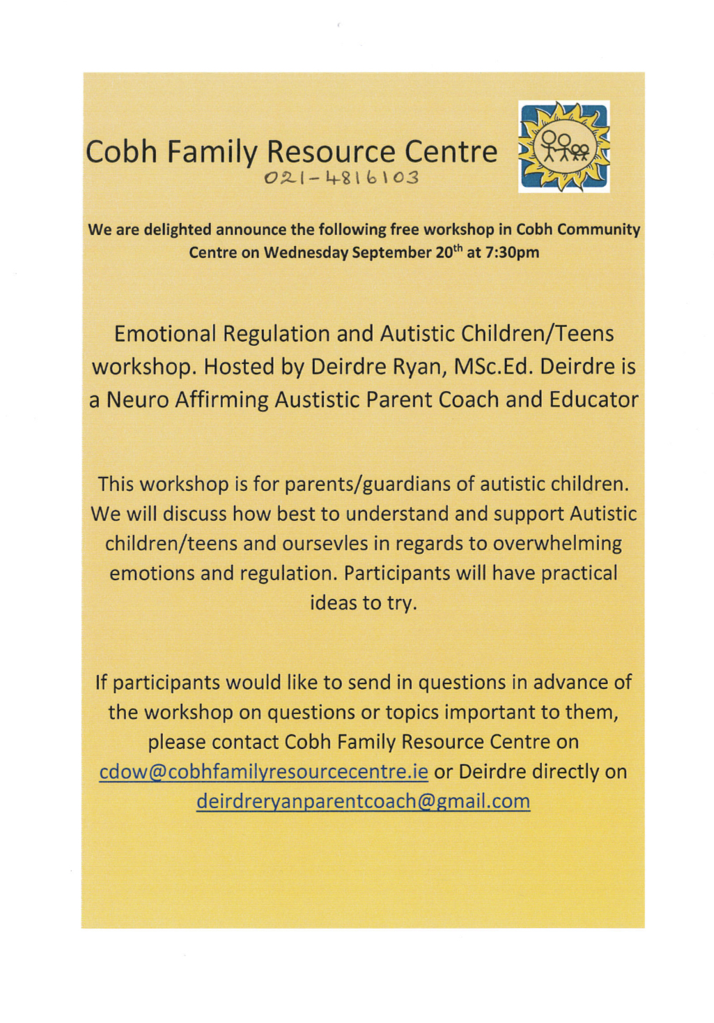 Emotional Regulation and Autistic Children/Teens Workshop - Cobh Great ...